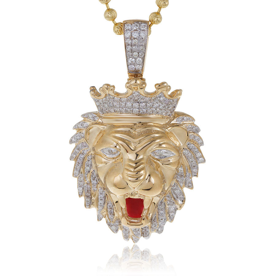 10k Yellow Gold .75ct Diamond Lion's Head Pendant – SHYNE JEWELERS