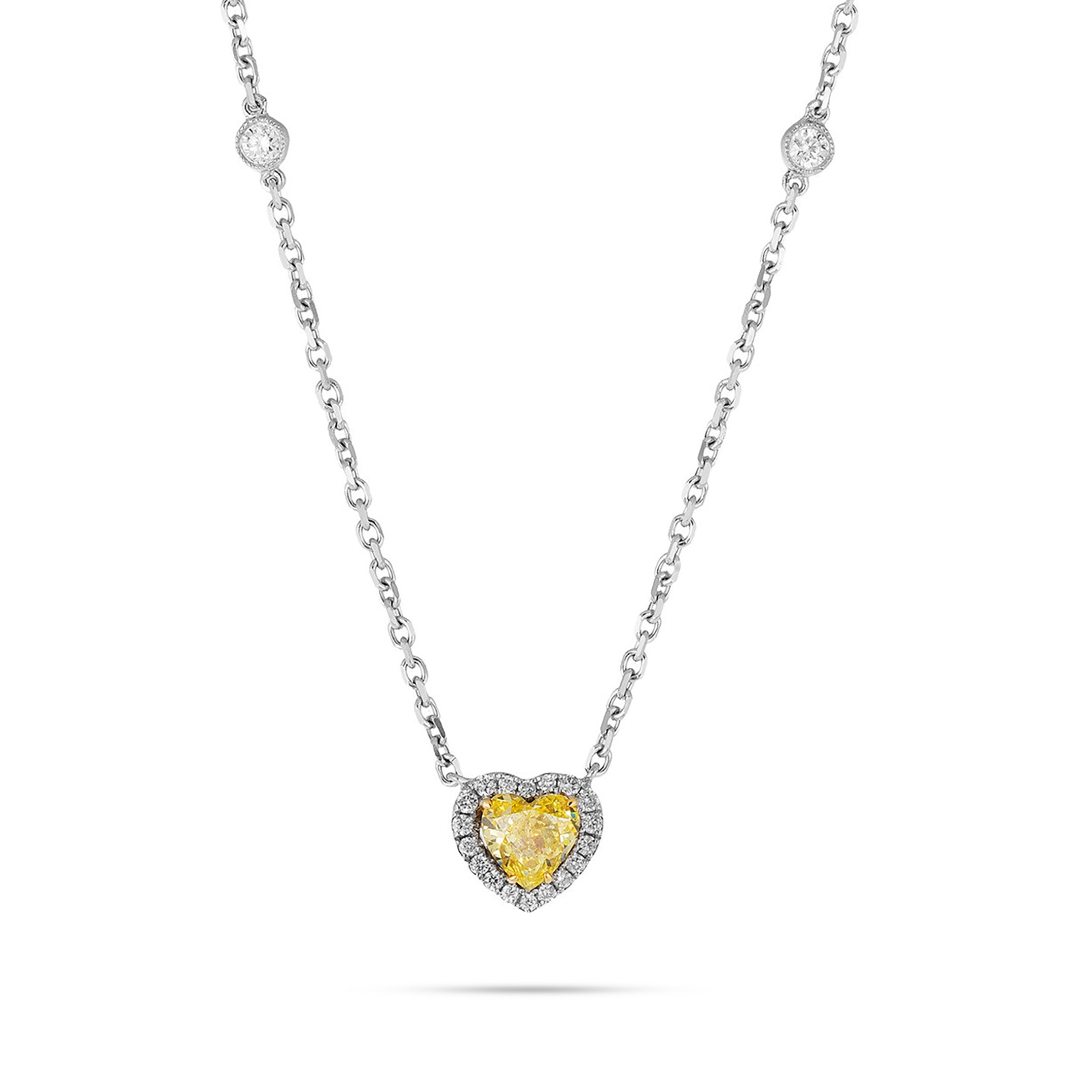 18k White Gold 1.25ct Yellow Diamond Heart Necklace – SHYNE JEWELERS