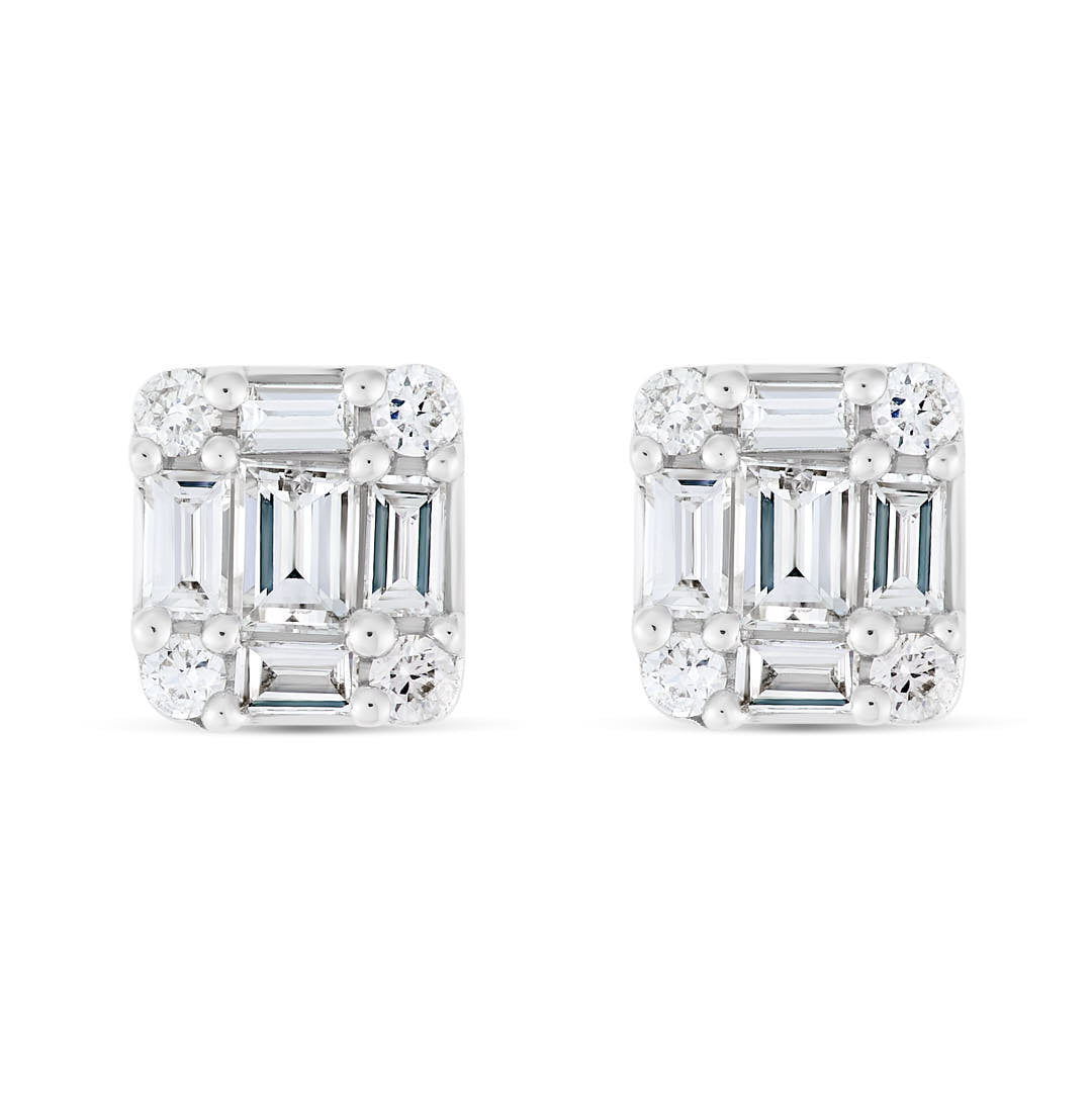 18k White Gold Emerald Illusion Studs – SHYNE JEWELERS