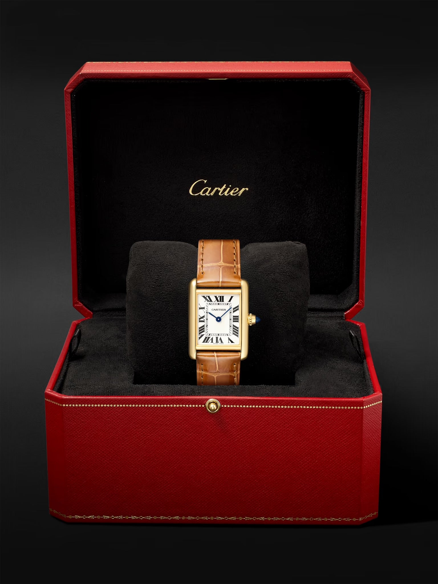 CRW1529856 Cartier Tank Louis 18k YG Leather Band – SHYNE JEWELERS