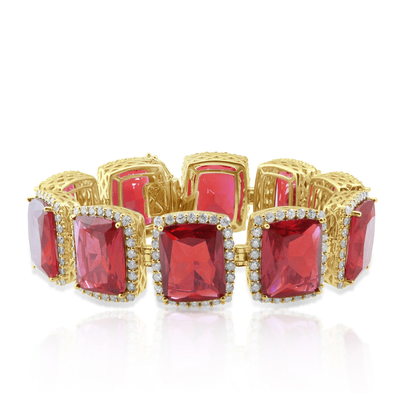 10k Yellow Gold 15.4ct Diamond Ruby Bracelet – SHYNE JEWELERS