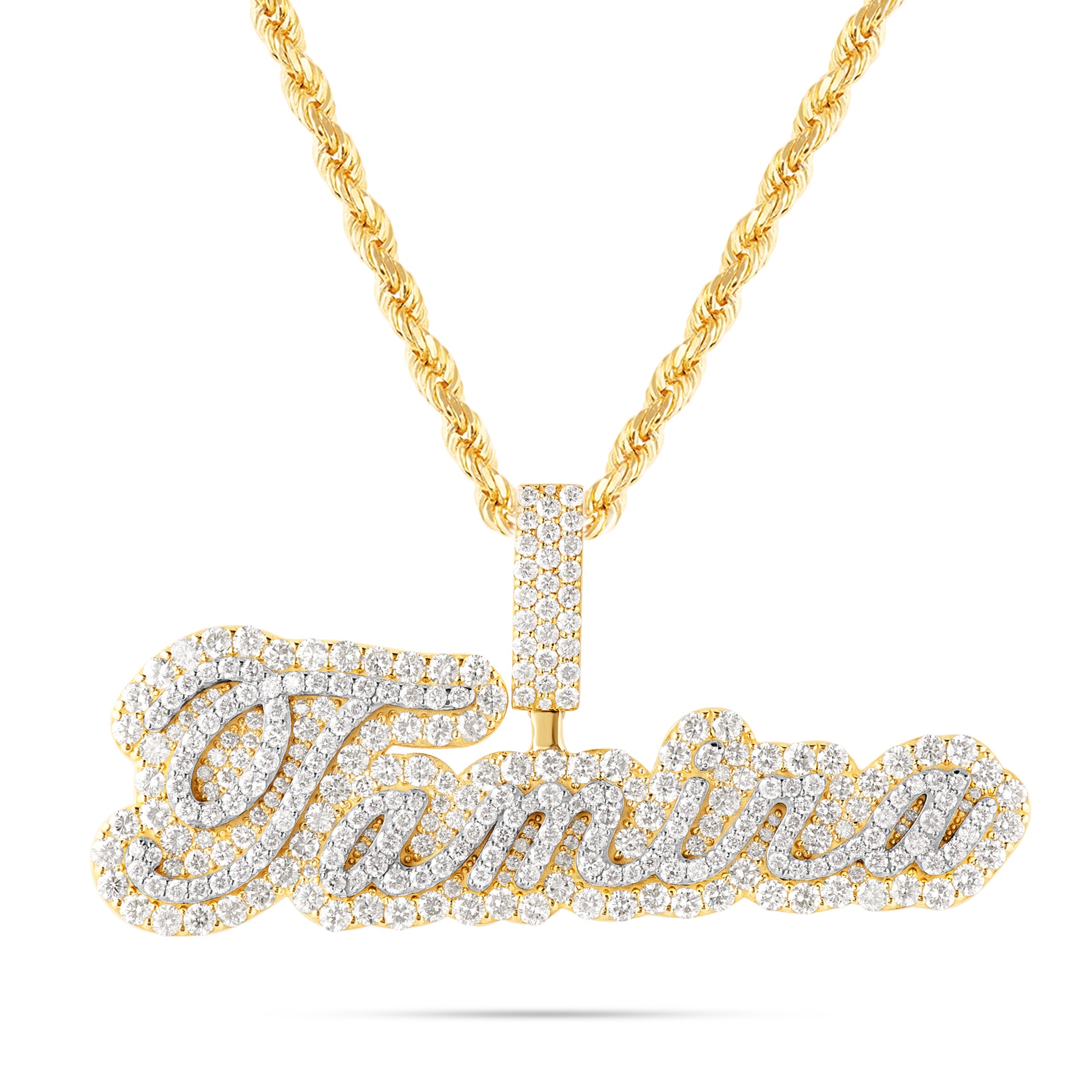 Your Name - Customizable Gold & Diamond Bilevel Name Pendant – SHYNE ...