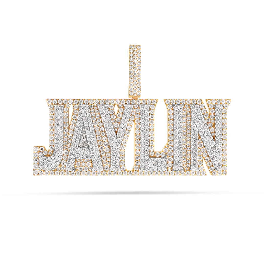 Bilevel Uppercase Diamond Name Pendant – SHYNE JEWELERS
