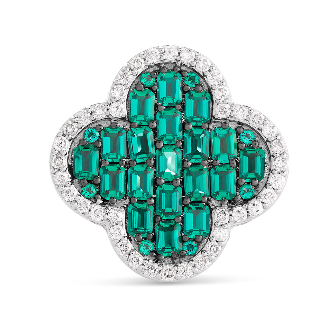 Diamond & Green Emerald Clover Statement Ring – SHYNE JEWELERS