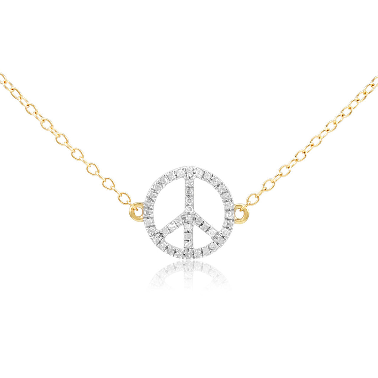 14k Yellow Gold 0.10ct Diamond Peace Sign Pendant – SHYNE JEWELERS