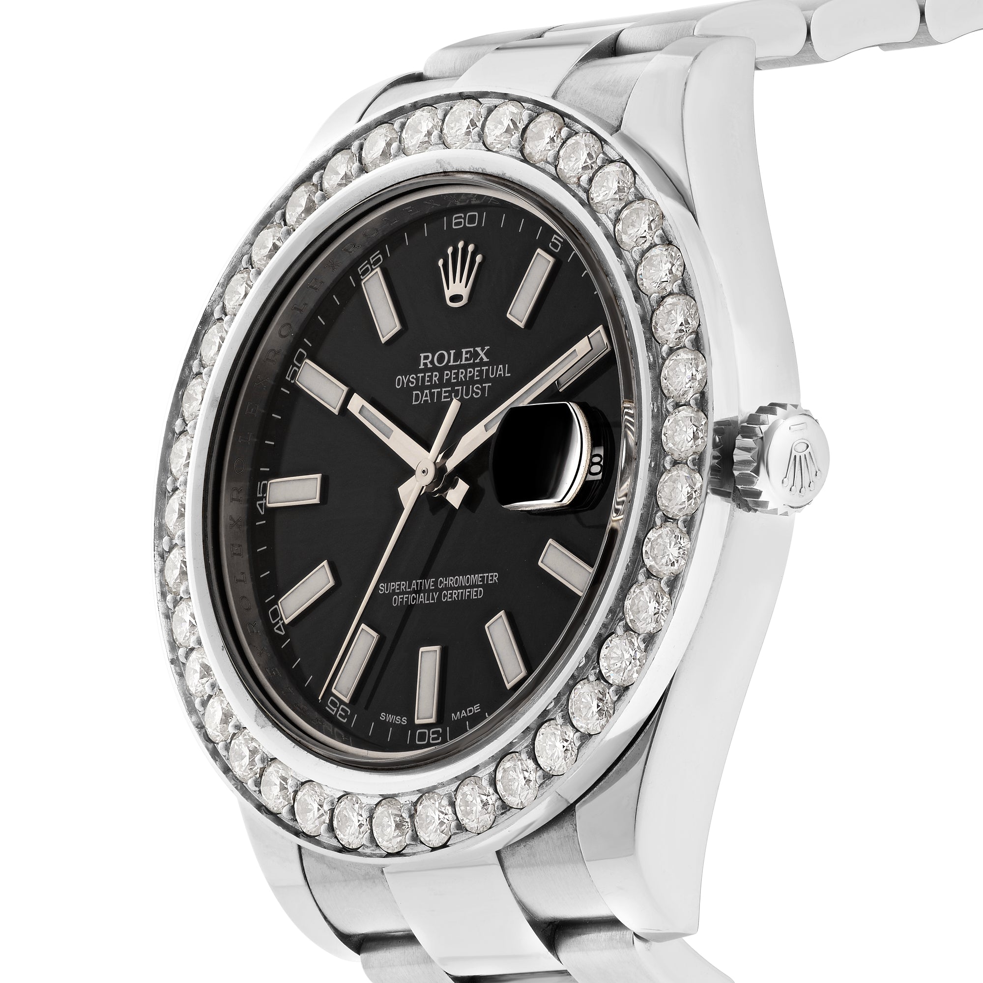 Rolex DateJust 41 mm with Diamond Bezel & Black Dash Dial – SHYNE JEWELERS