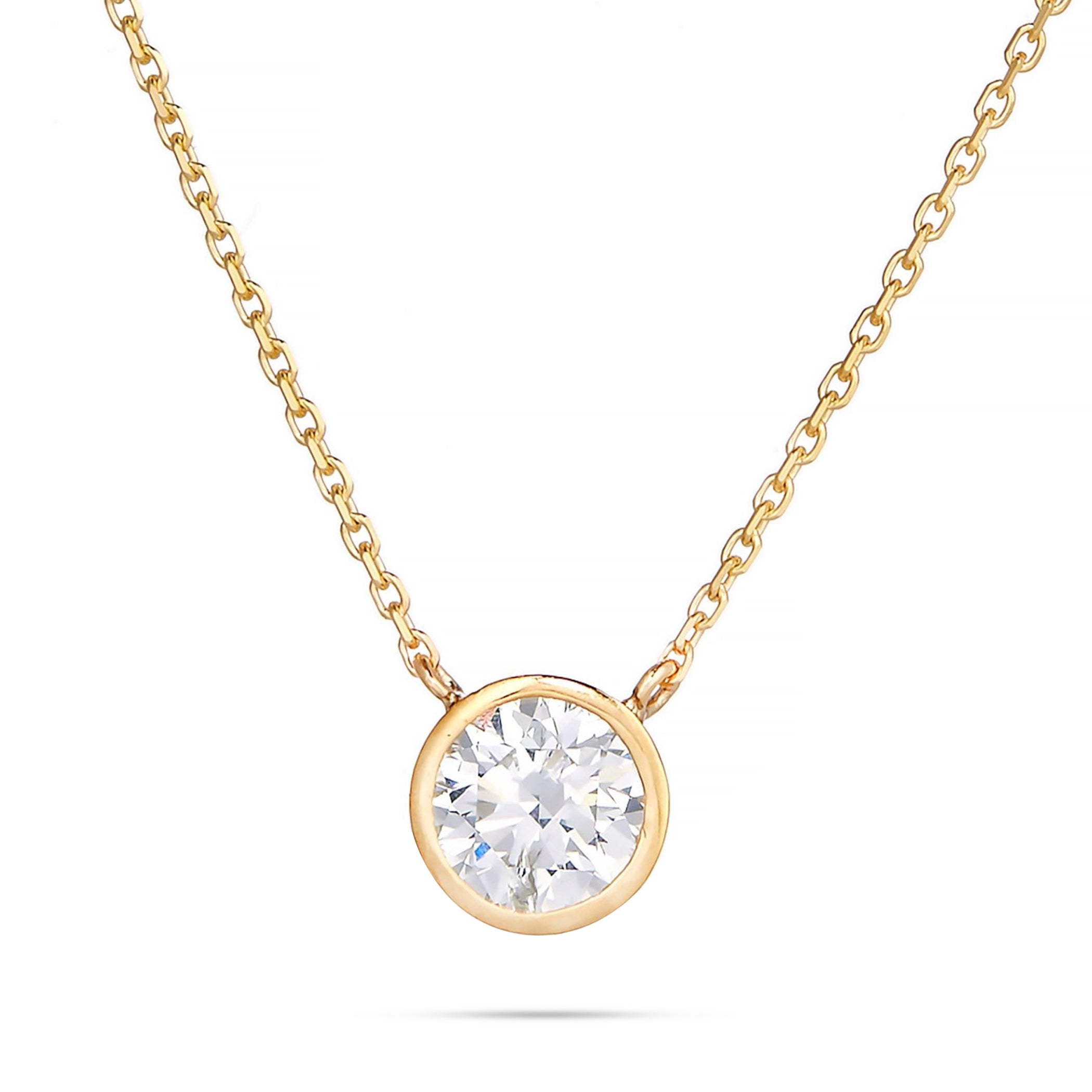 14K Gold 0.15ct Diamond Solitaire Bezel Necklace – SHYNE JEWELERS