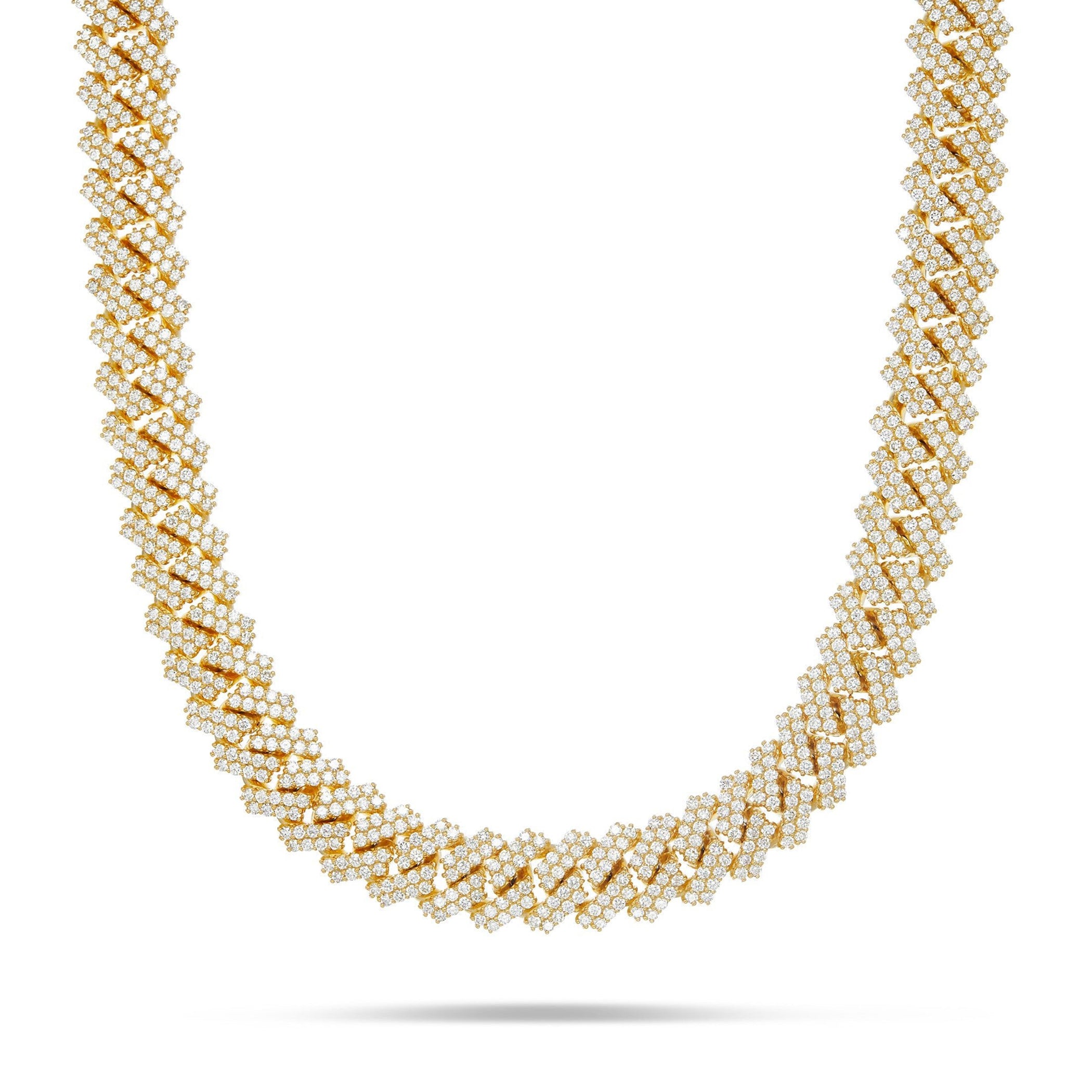 10K Gold 40.44ctw Prongset Diamond 15mm Cuban Chain – SHYNE JEWELERS