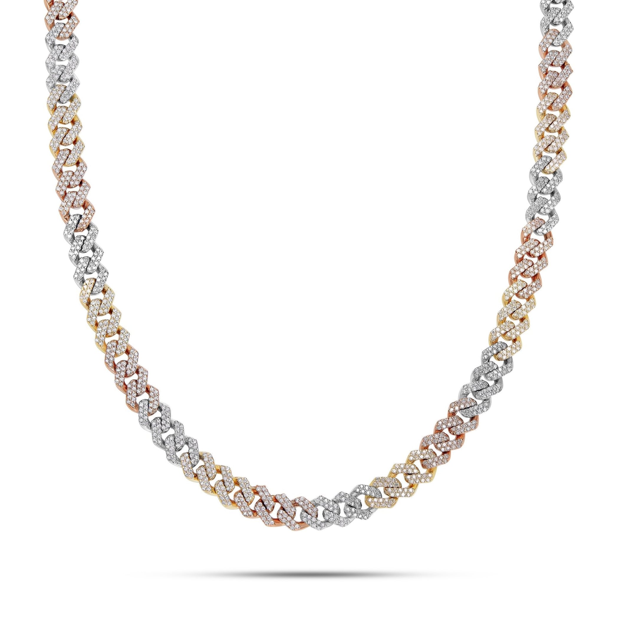 10K Gold Tri-Tone 3.91ctw Diamond Cuban Chain – SHYNE JEWELERS