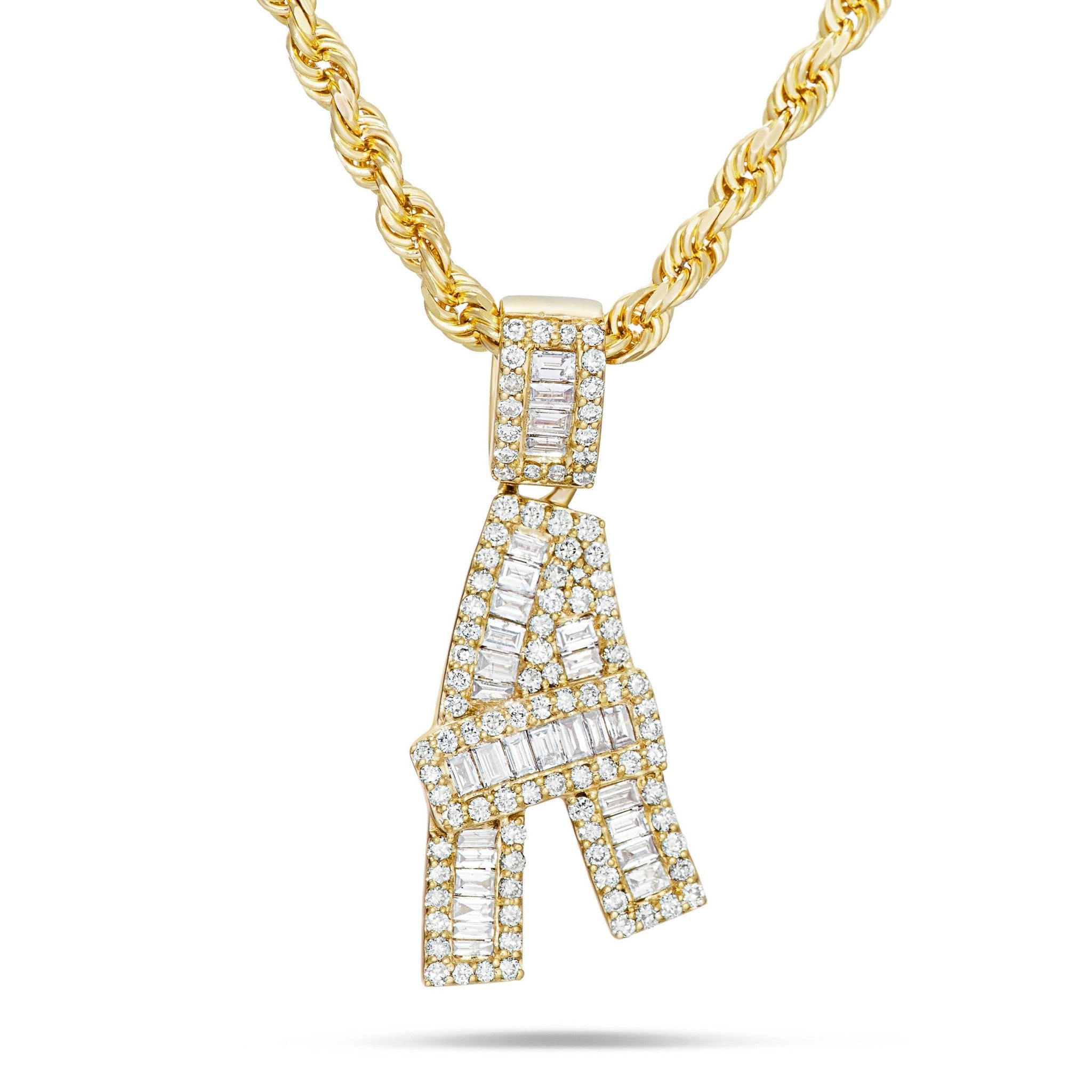 10K Gold 1.20ct Baguette Diamond Initial Pendant – SHYNE JEWELERS