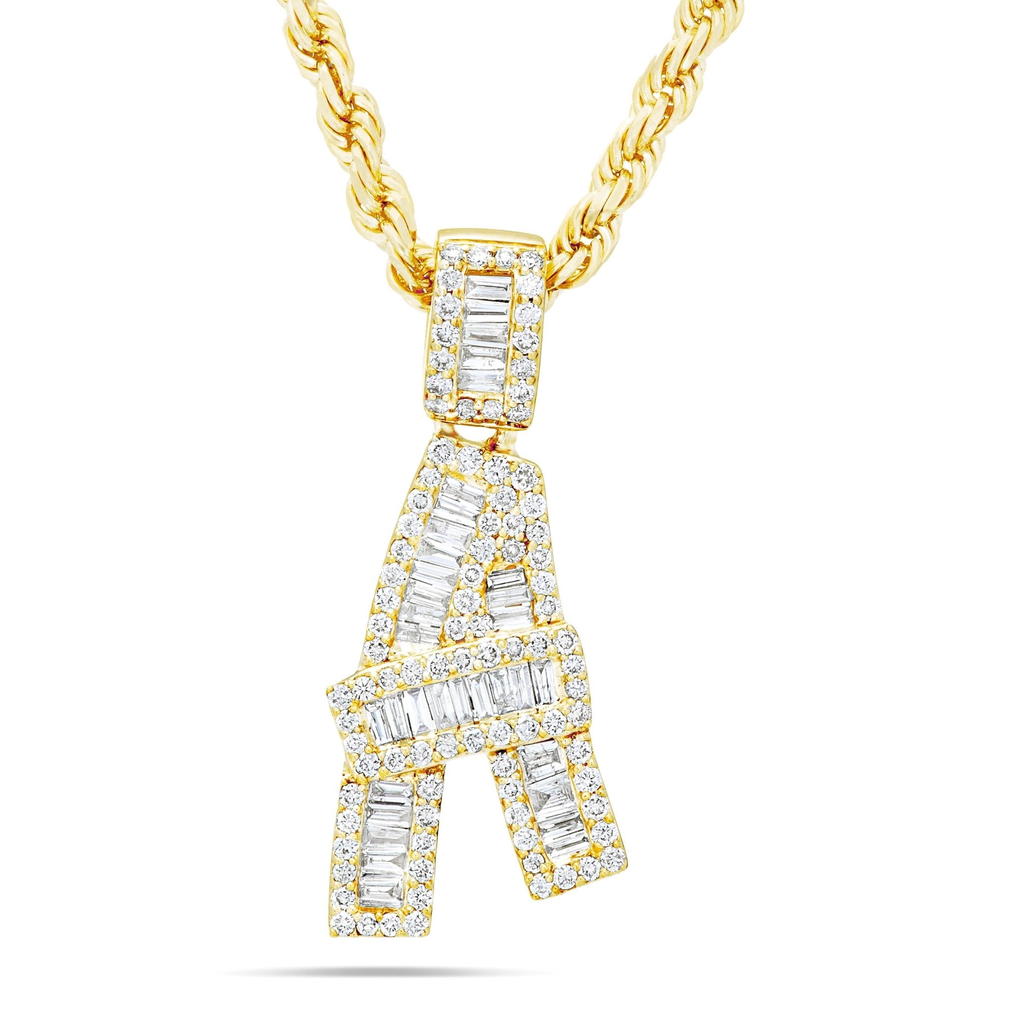 10K Gold 0.81ct Baguette Diamond Initial Pendant – SHYNE JEWELERS