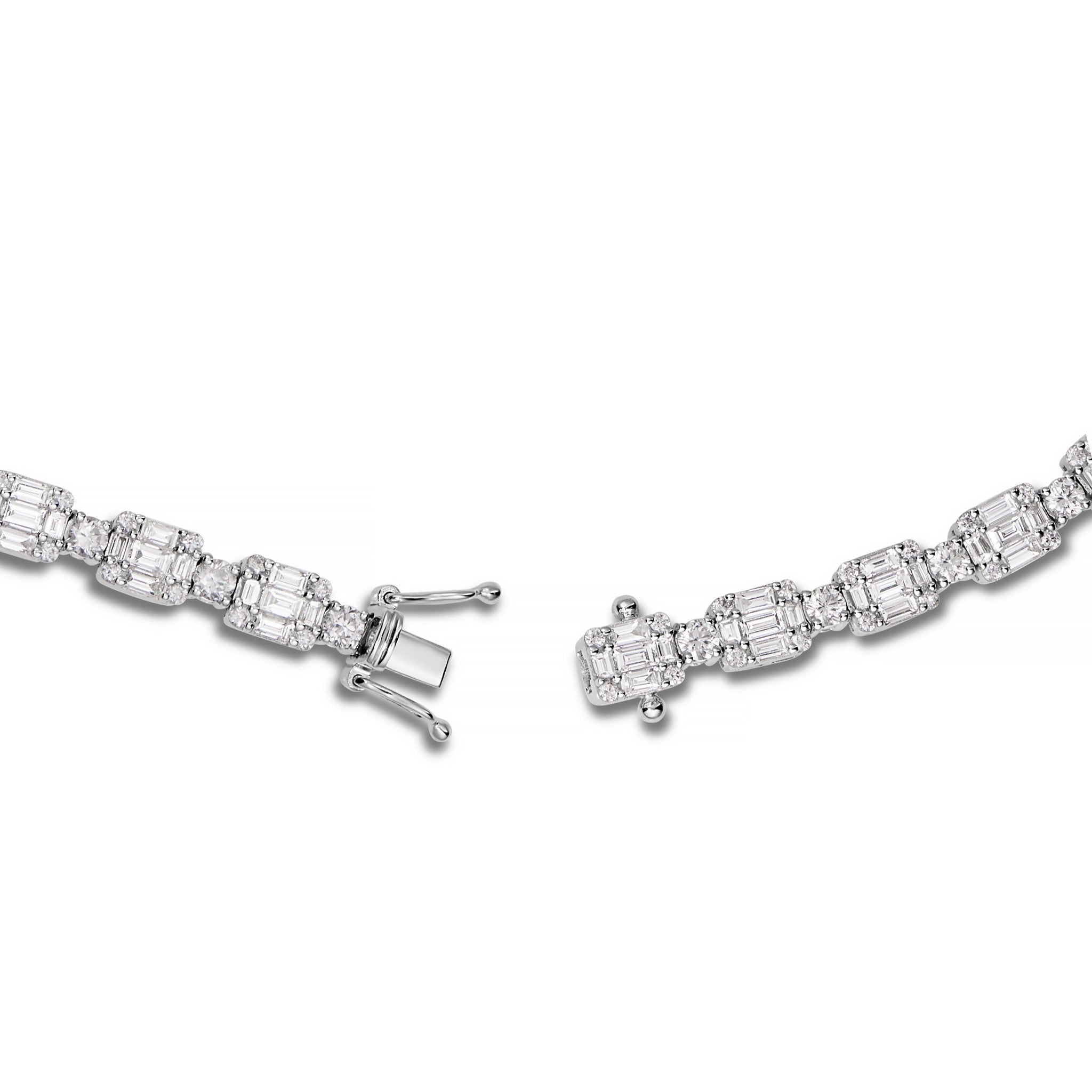 18K White Gold 8.2ct Baguette Diamond Bracelet – SHYNE JEWELERS