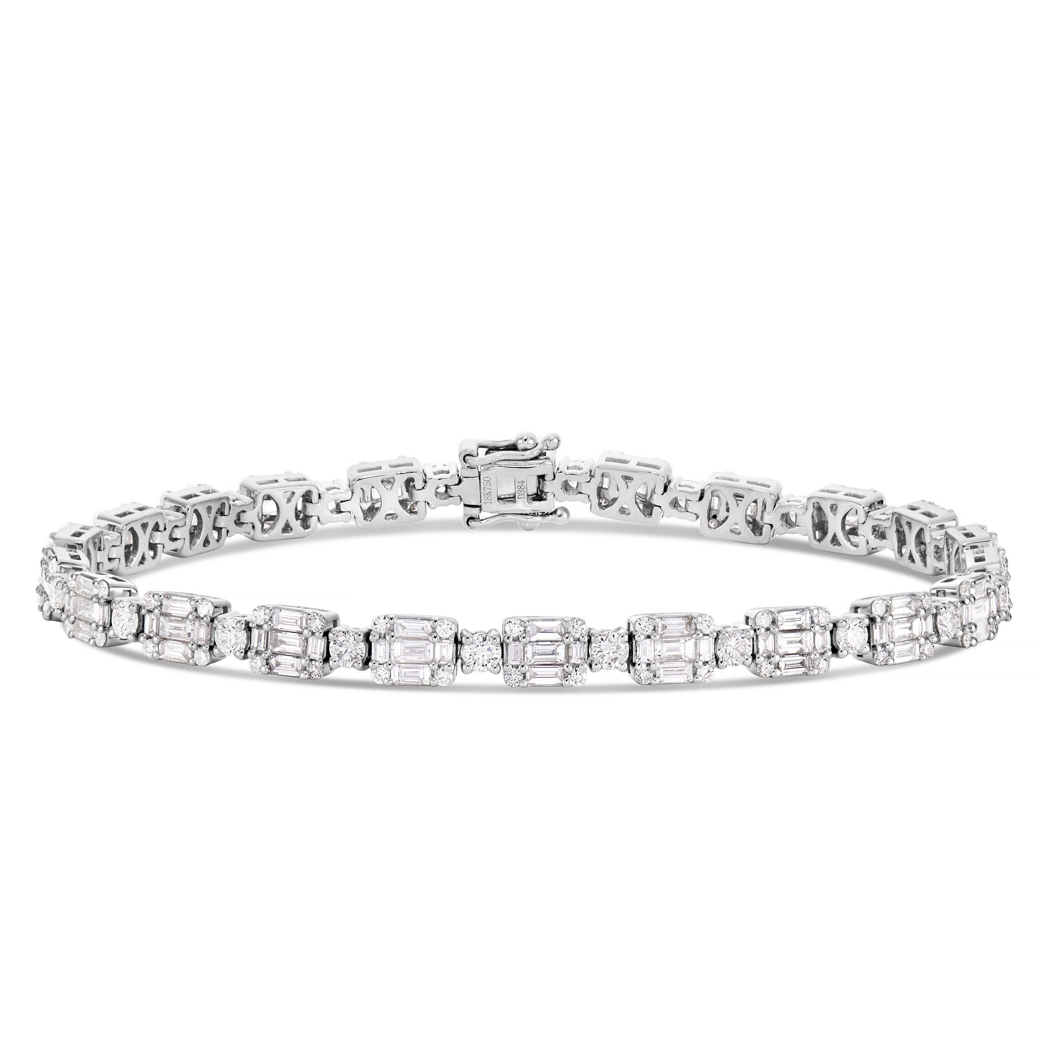 18K White Gold 8.2ct Baguette Diamond Bracelet – SHYNE JEWELERS