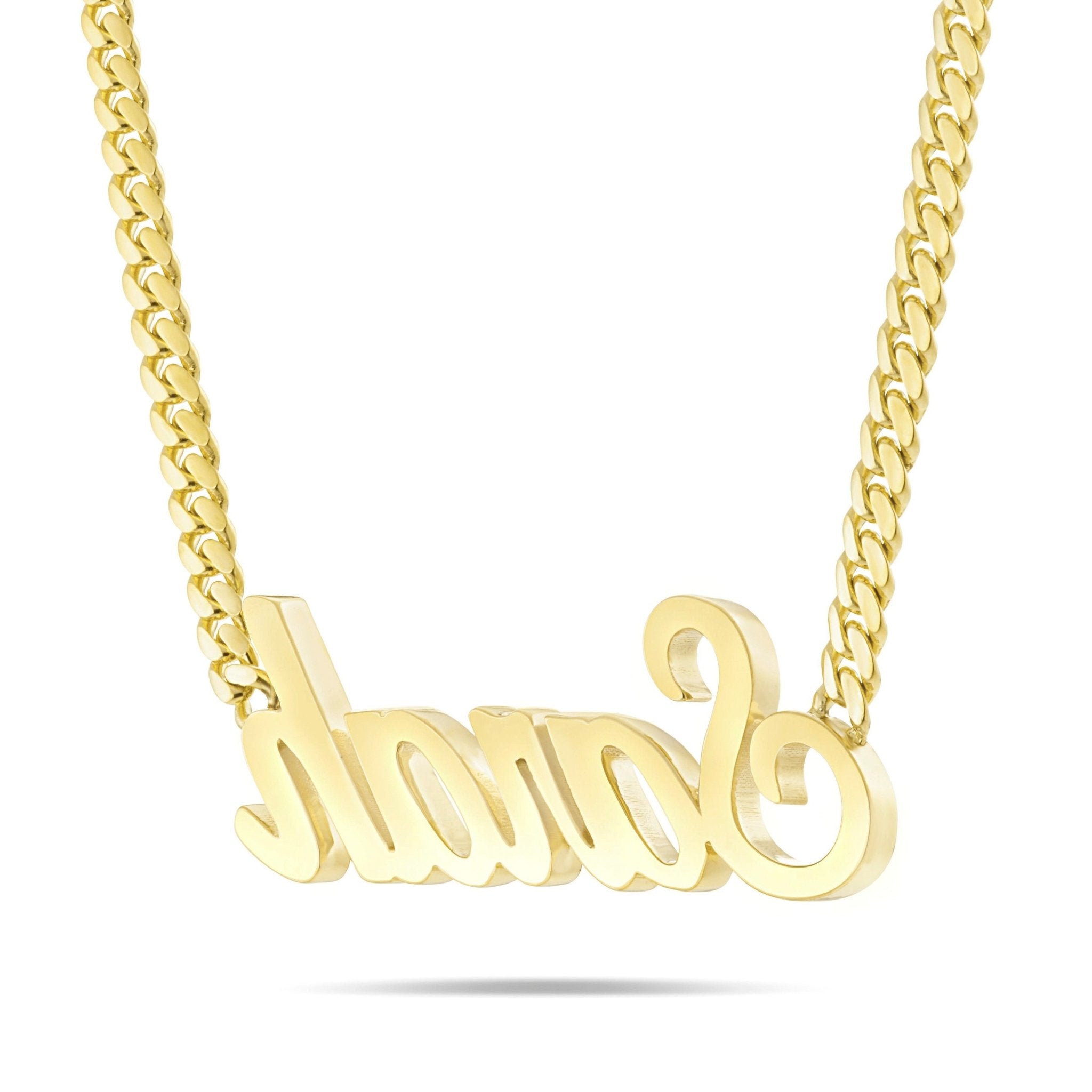 YOUR NAME - Custom Solid Gold Large Cuban Name Necklace – SHYNE JEWELERS