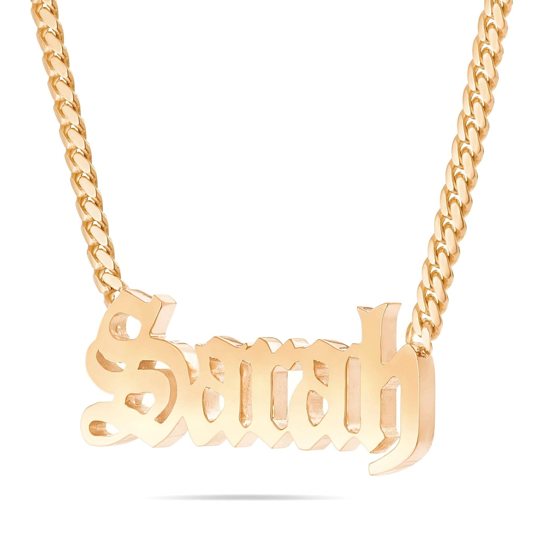 YOUR NAME - Custom Solid Gold Large Cuban Name Necklace – SHYNE JEWELERS
