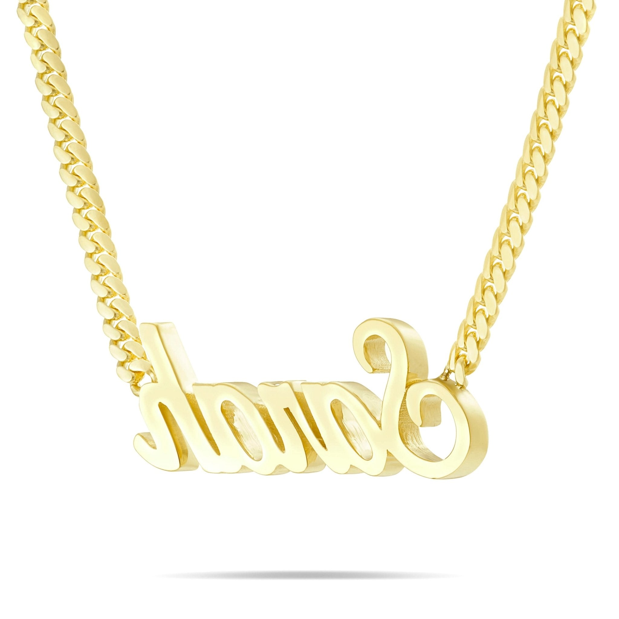 YOUR NAME - Solid Gold Medium Cuban Name Necklace – Shyne Jewelers™