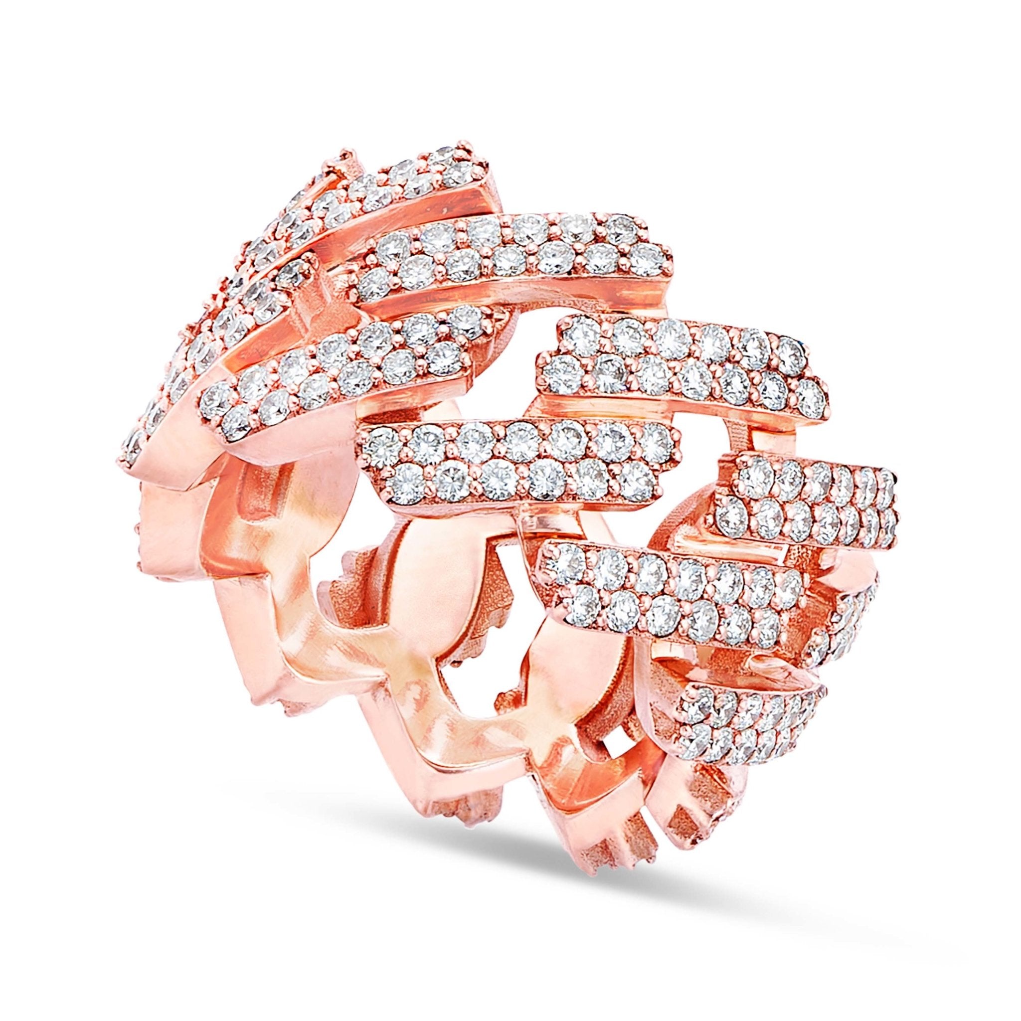 10K Gold 3.20ct Diamond Cuban Link Eternity Ring – SHYNE JEWELERS