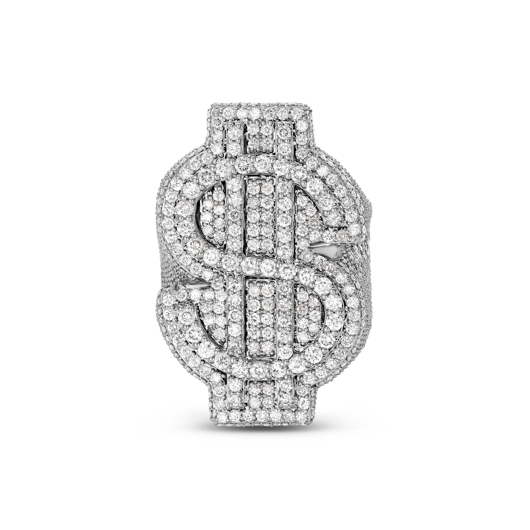 10K White Gold 36.28Diamond Dollar Sign Ring – Shyne Jewelers™
