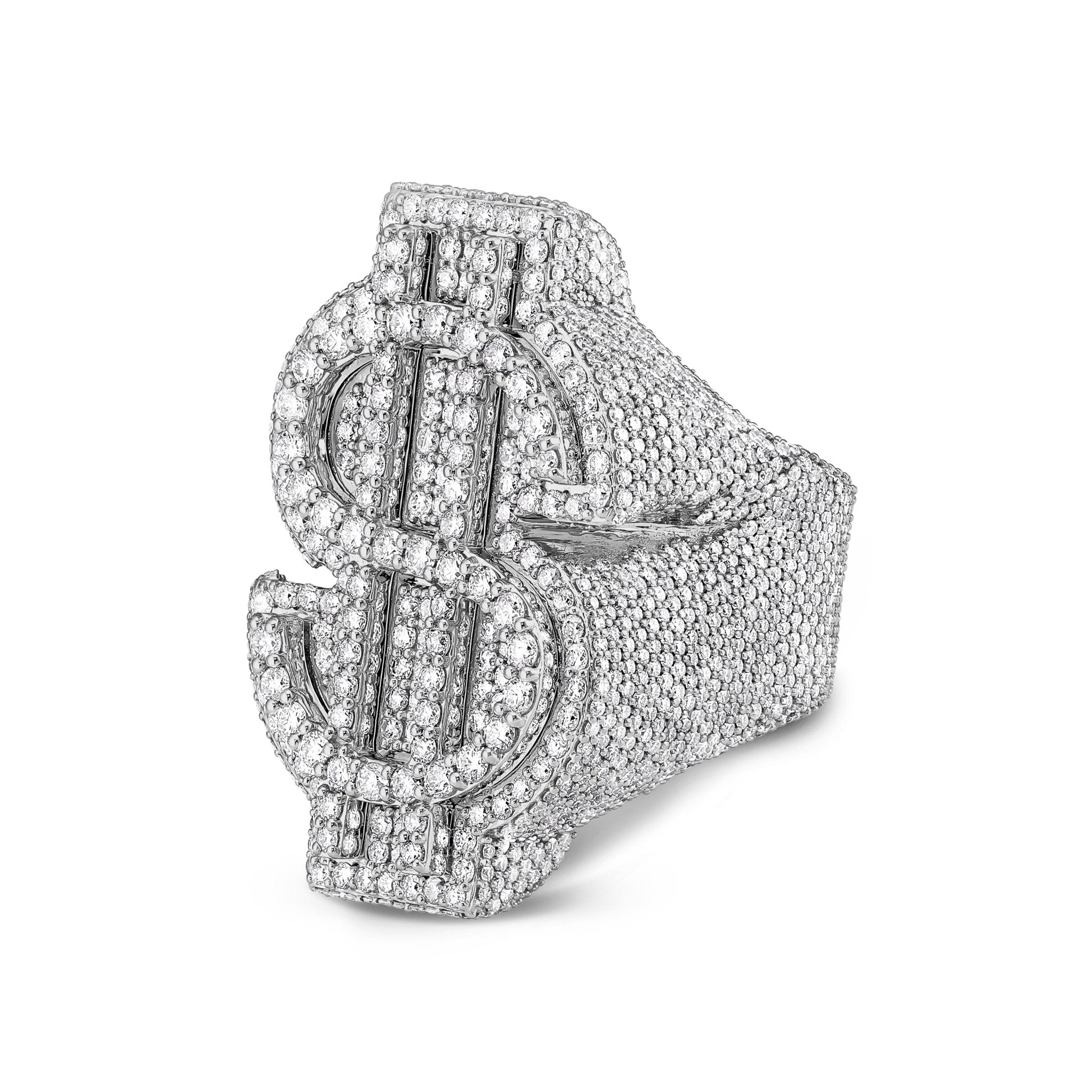 10K White Gold 36.28Diamond Dollar Sign Ring – SHYNE JEWELERS