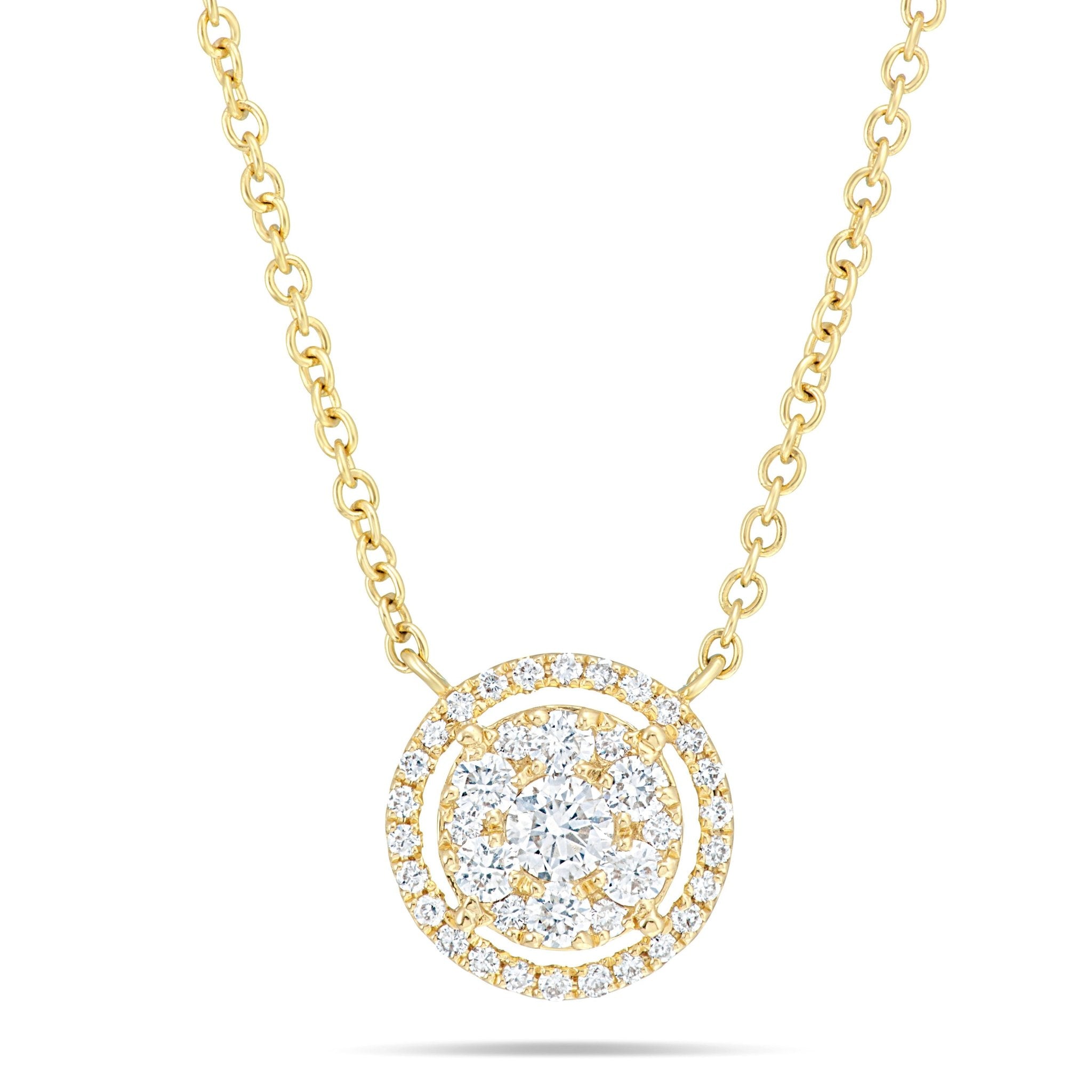 18K Gold 0.40ct Diamond Halo Cluster Necklace – SHYNE JEWELERS