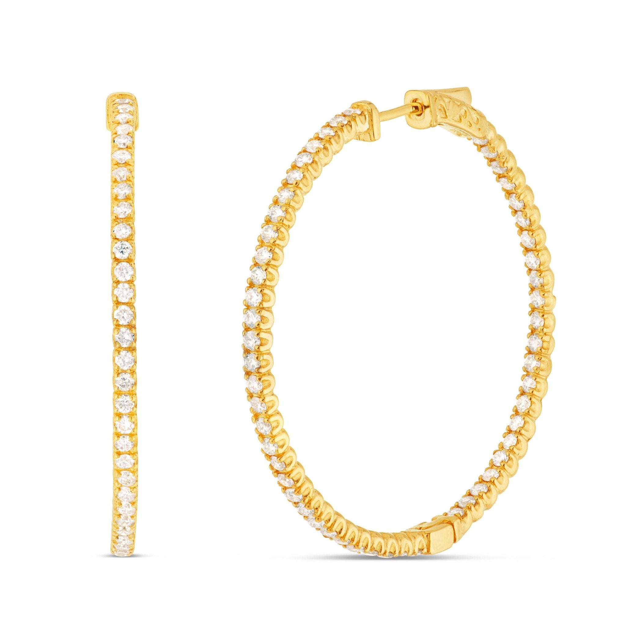 14k Gold 2.08ct Diamond Inside-out Hoops, 1.5" – SHYNE JEWELERS