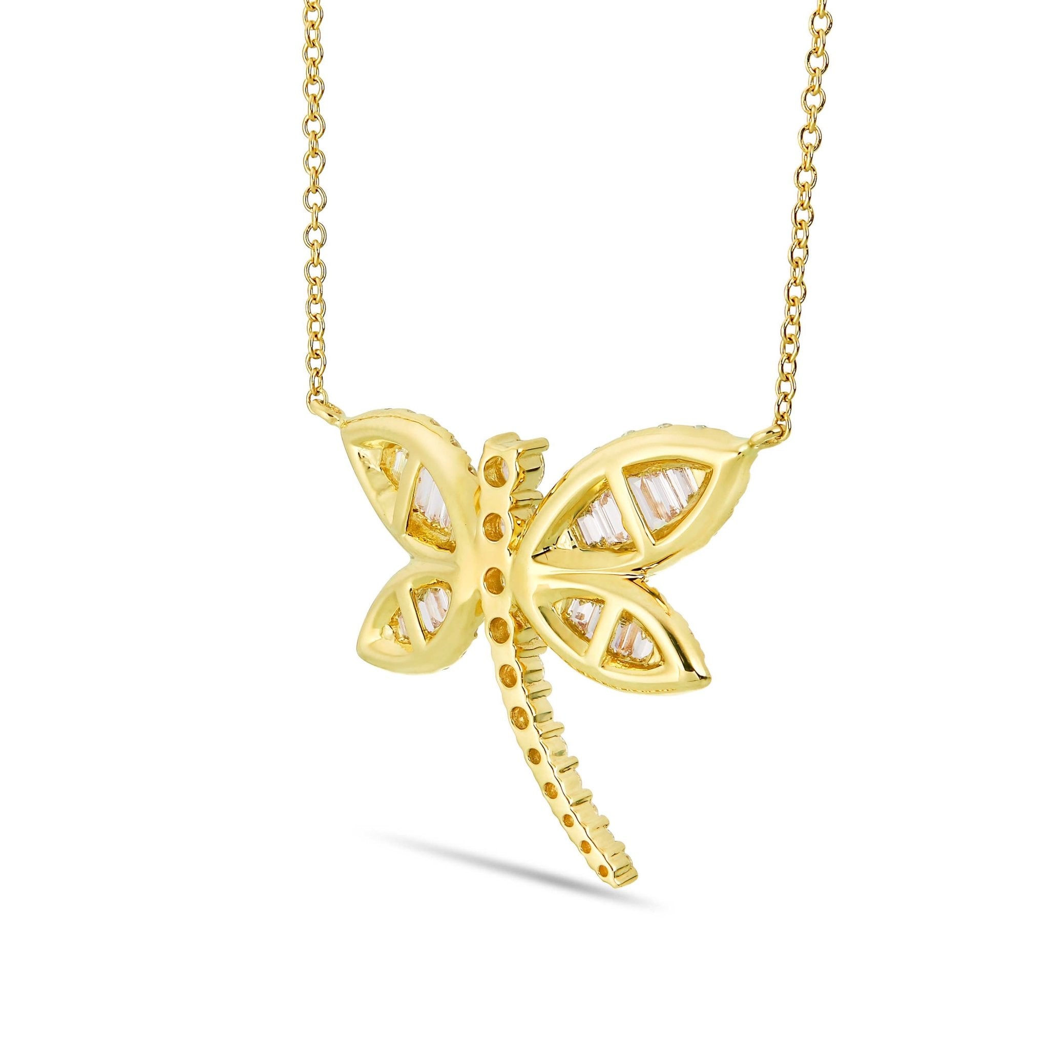 18K Gold 1.89ct Baguette Dragonfly Diamond Necklace – SHYNE JEWELERS