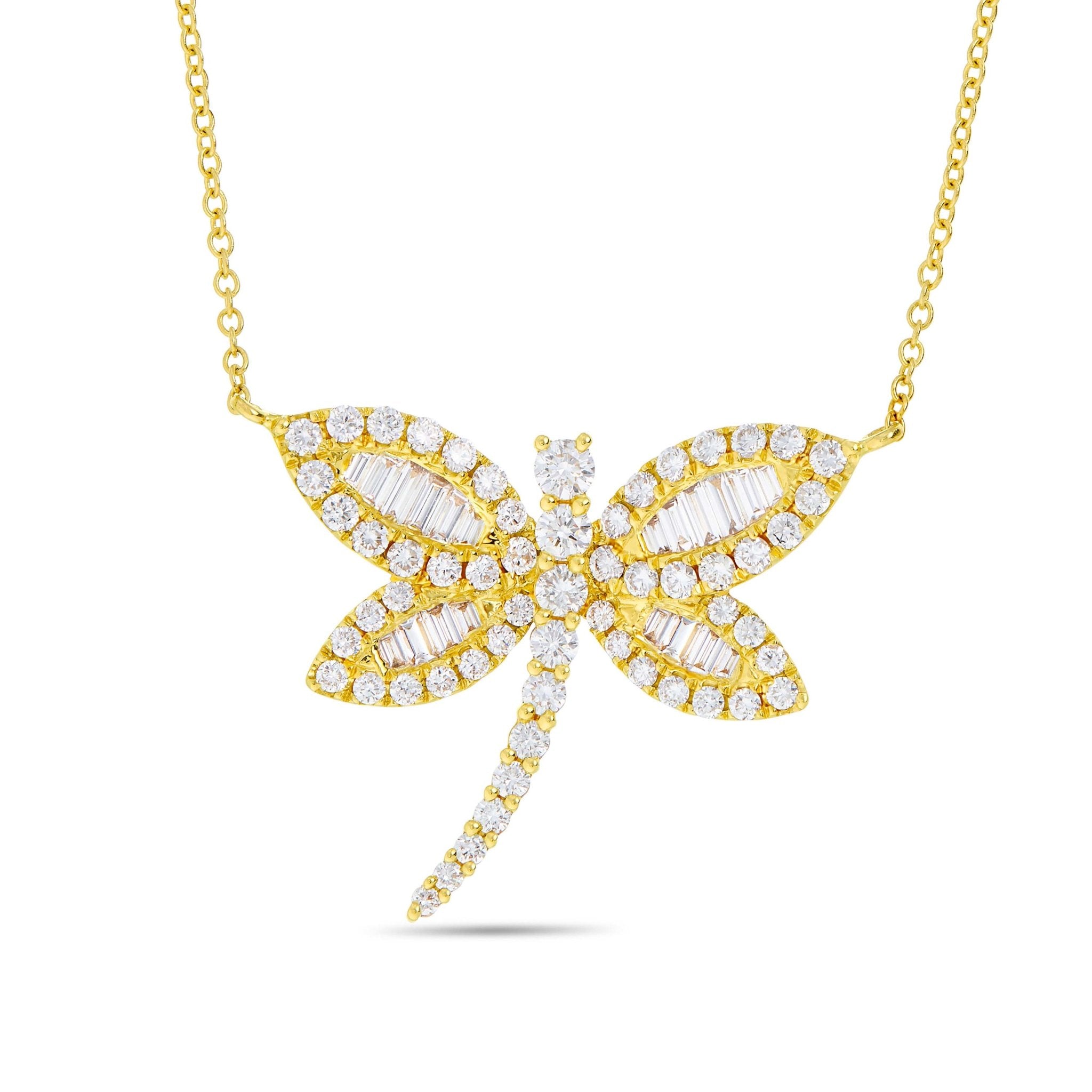 18K Gold 1.89ct Baguette Dragonfly Diamond Necklace – SHYNE JEWELERS