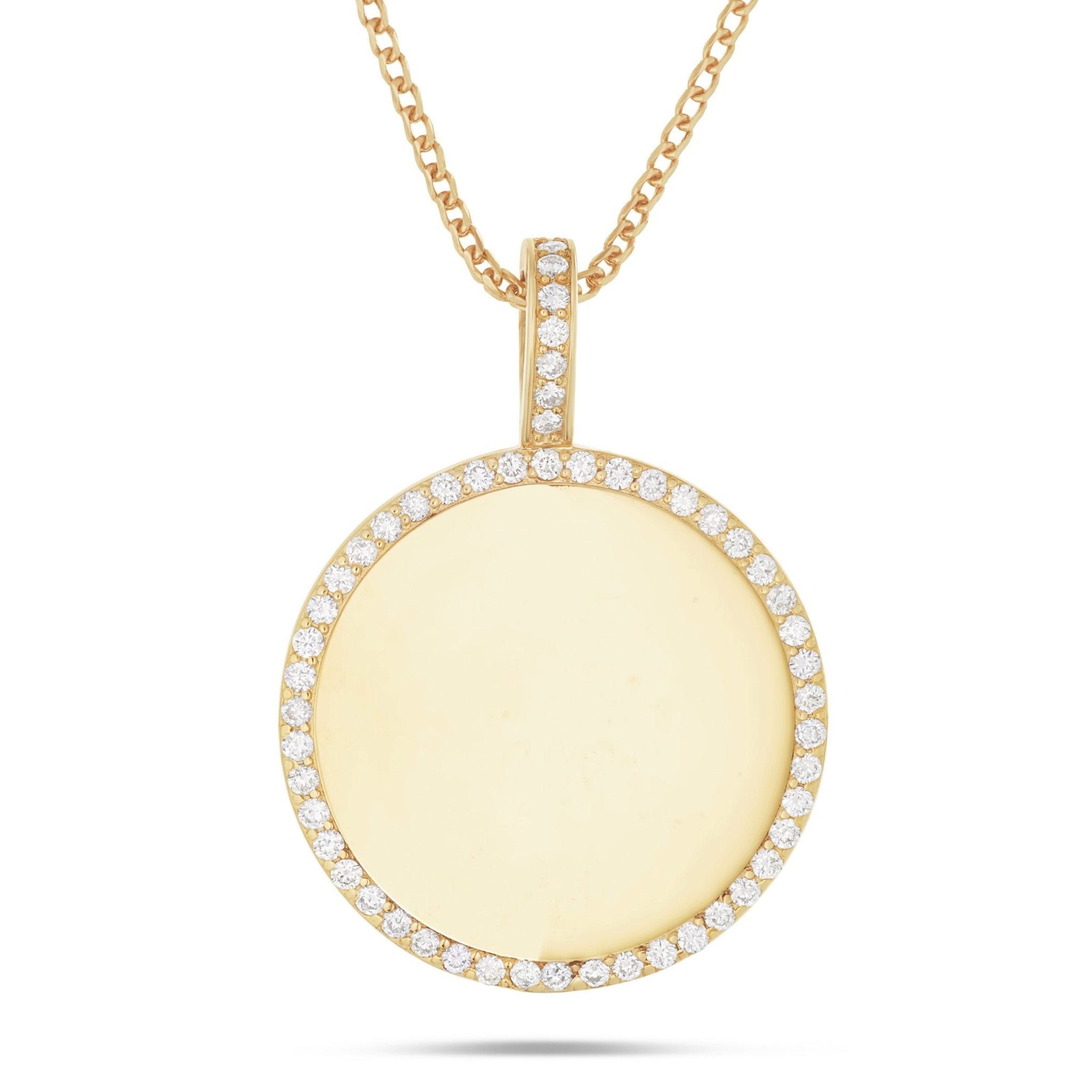 14K Gold 0.70ct Large Engravable Diamond Circle Pendant – SHYNE JEWELERS