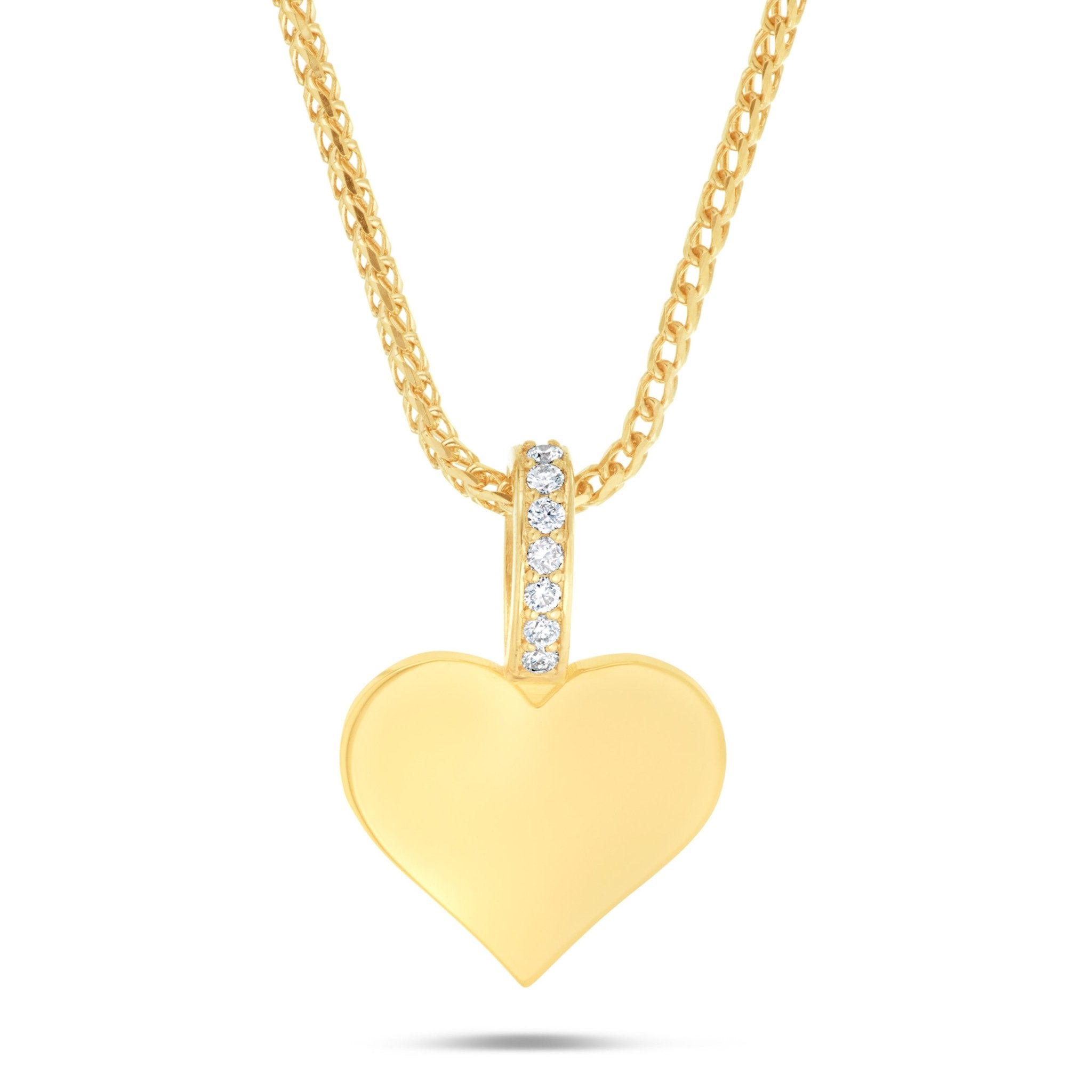 14K Gold Engravable Heart Pendant with 0.07ct Diamond Bail – SHYNE JEWELERS
