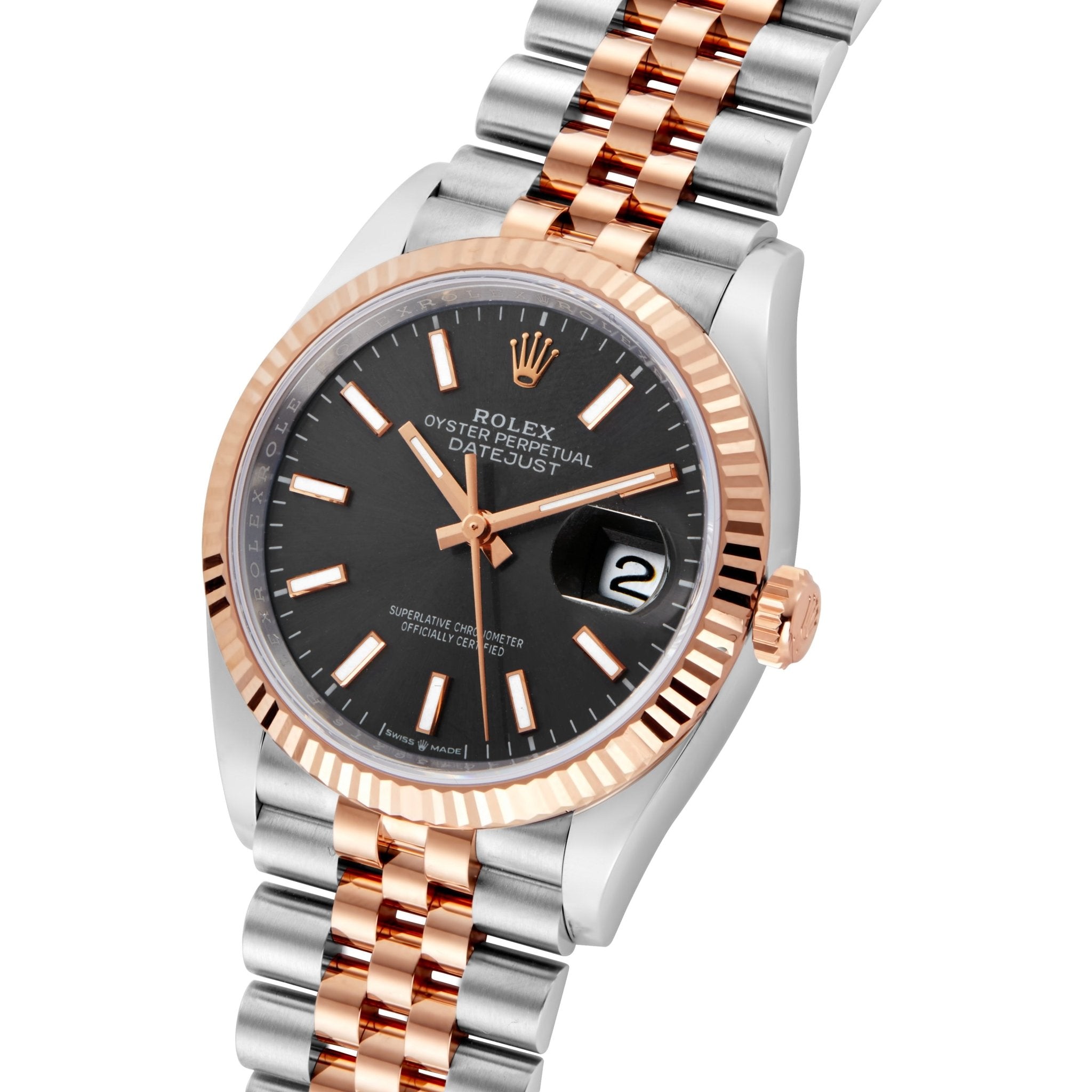 Rolex DateJust 36mm Grey 18K Rose Gold & Stainless Steel Jubilee ...