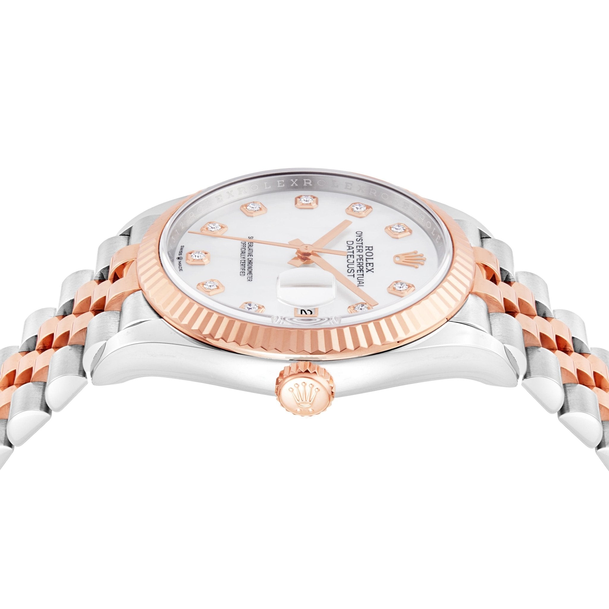 Rolex DateJust 36mm 18K Rose Gold Mother of Pearl – Shyne Jewelers™