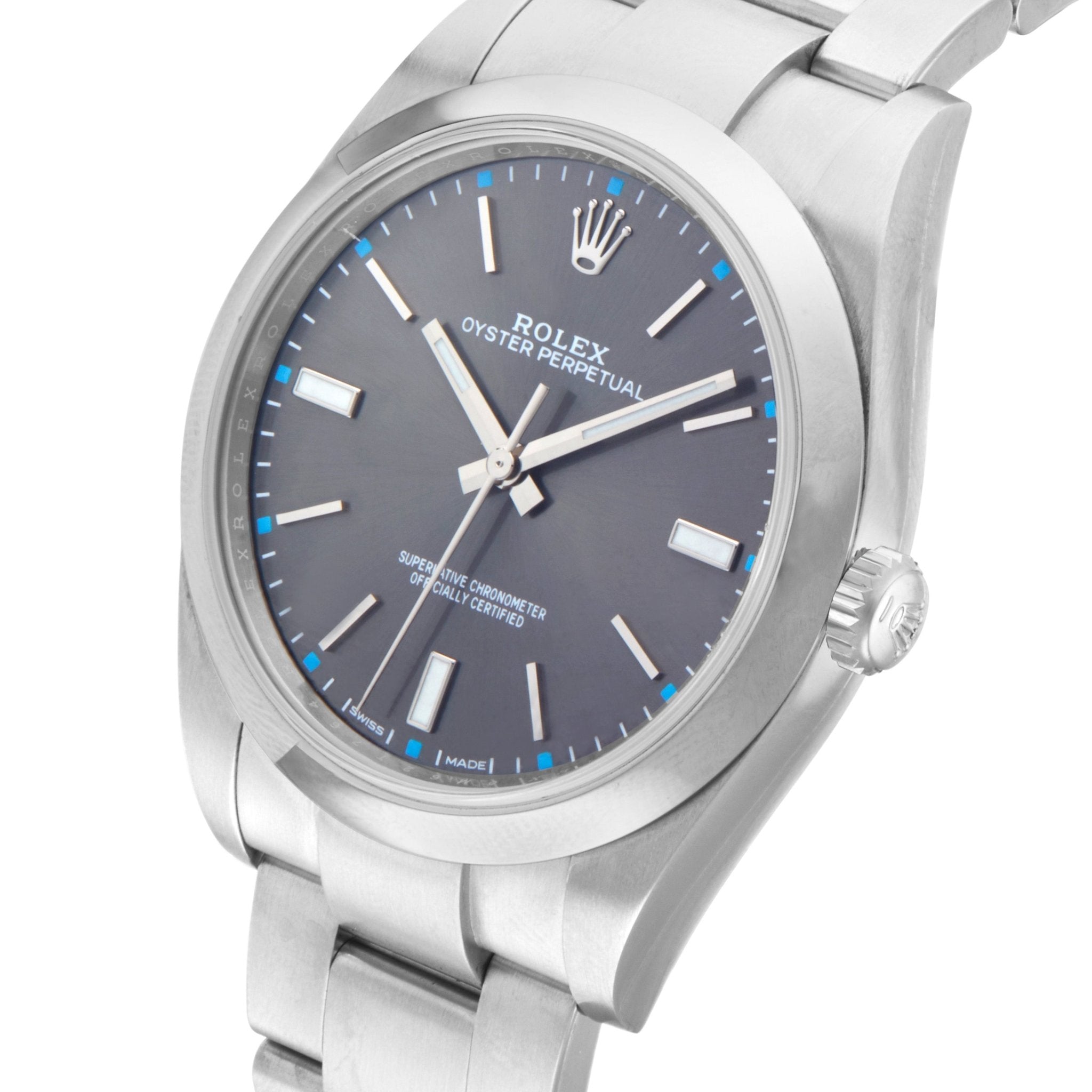 Rolex Oyster Perpetual 39mm Grey Dial – SHYNE JEWELERS