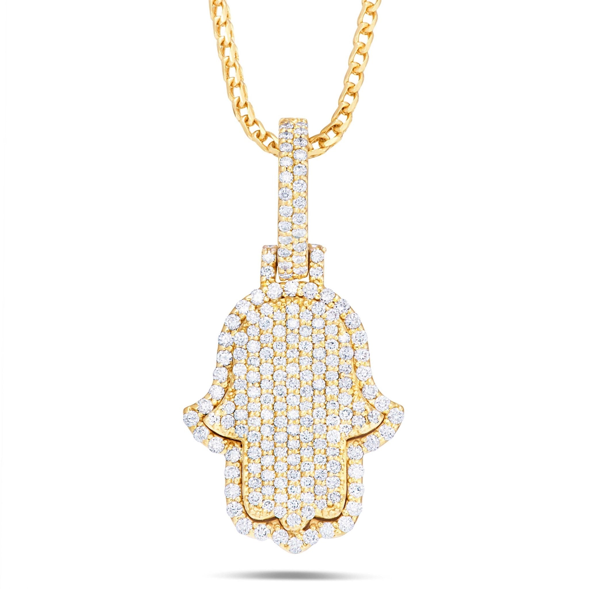 Shyne Collection 14K Gold 0.81ct Diamond Hamsa Pendant – SHYNE JEWELERS
