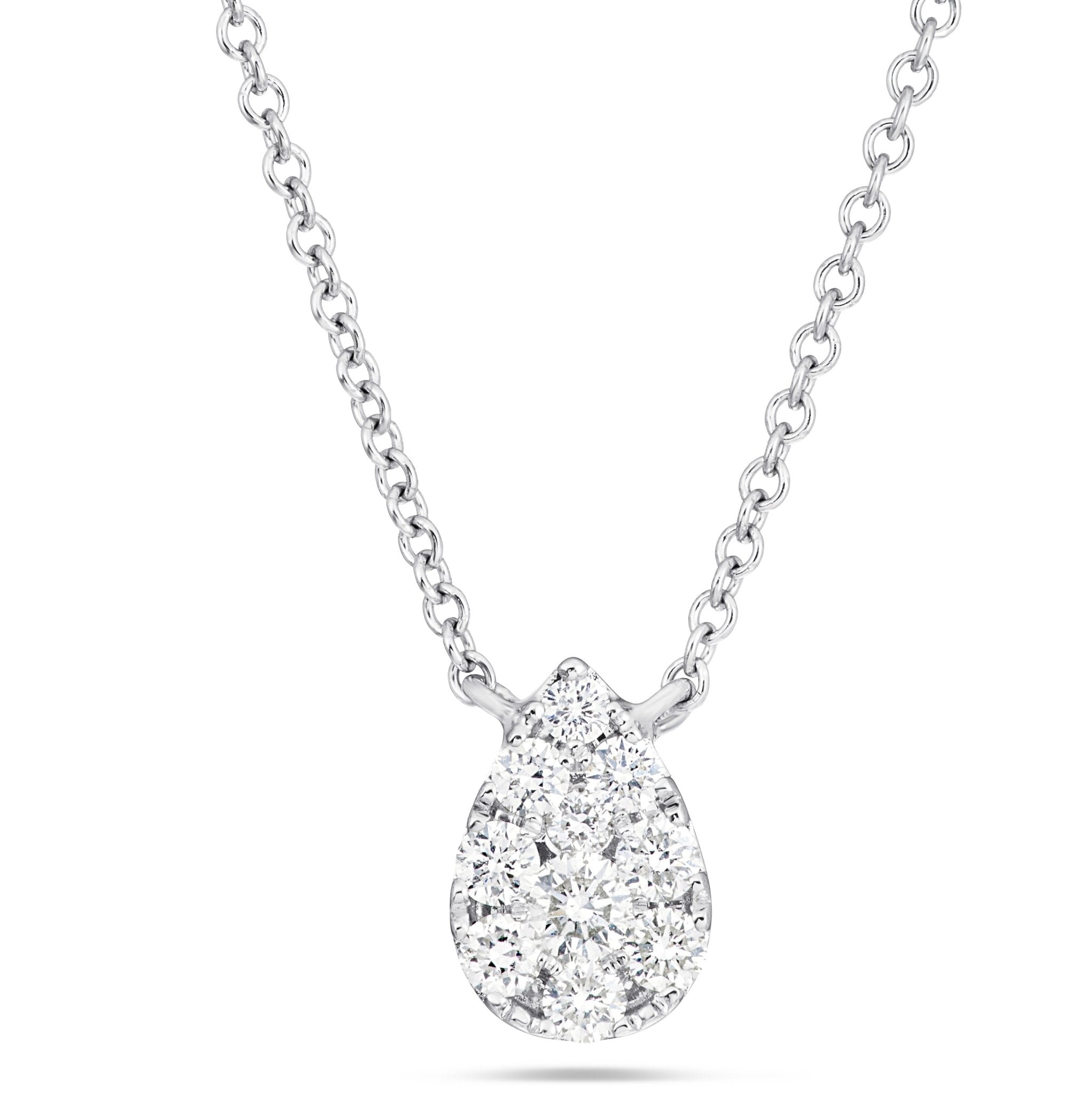 18K White Gold 0.34ct Diamond Tear Drop Necklace – Shyne Jewelers™