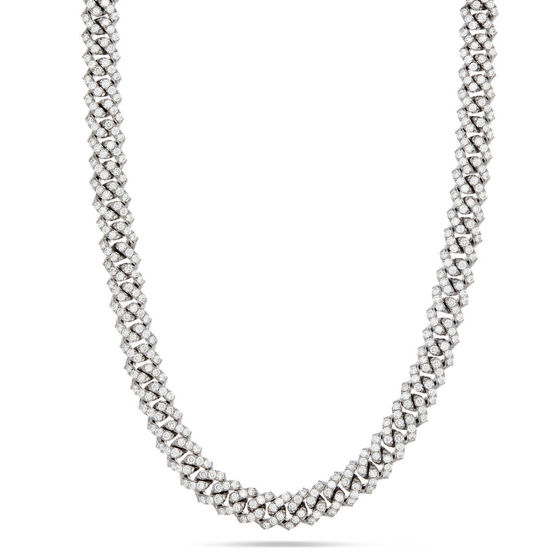 10K White Gold 18.20ctw Prongset Diamond 10.5mm Cuban Chain – Shyne ...